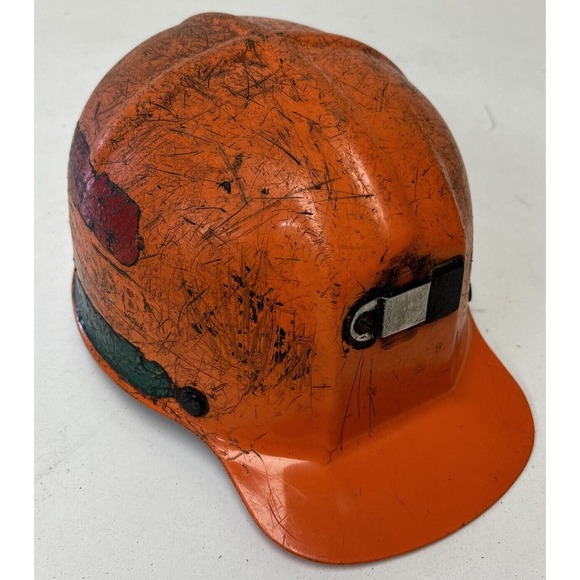 Accessories | Vintage Msa Comfo Cap Coal Miner Mining Helmet Hat Orange ...